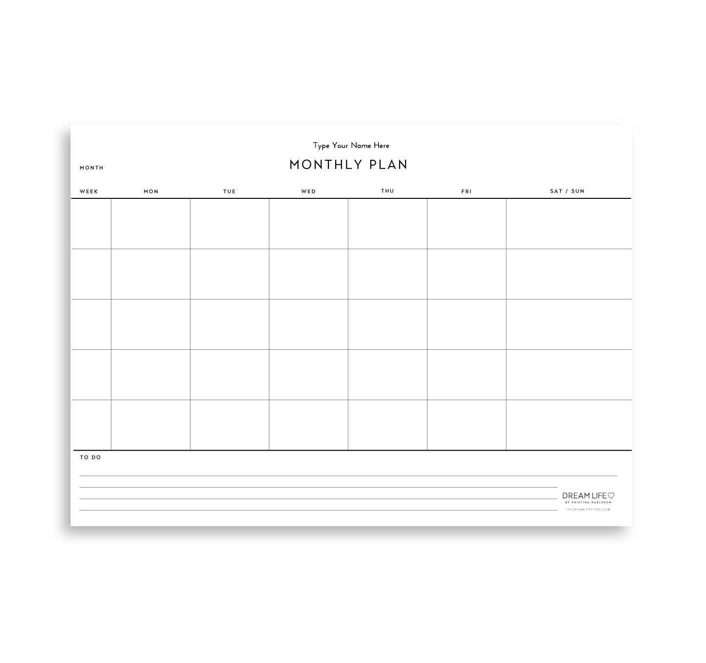 A4 Monthly Planner Notepad – Dream Life