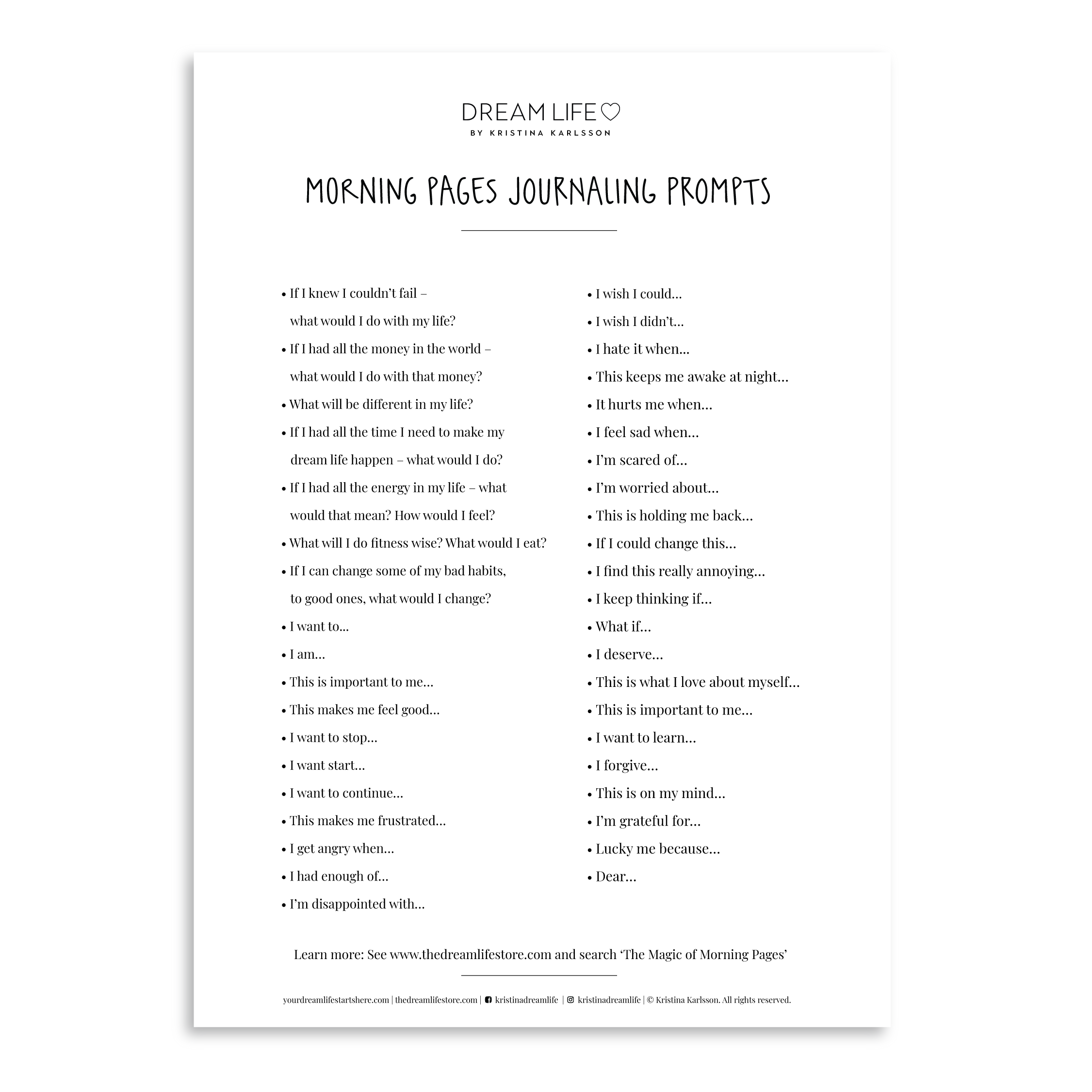 Morning Pages Journaling Prompts - FREE Downloadable Guide for Daily ...