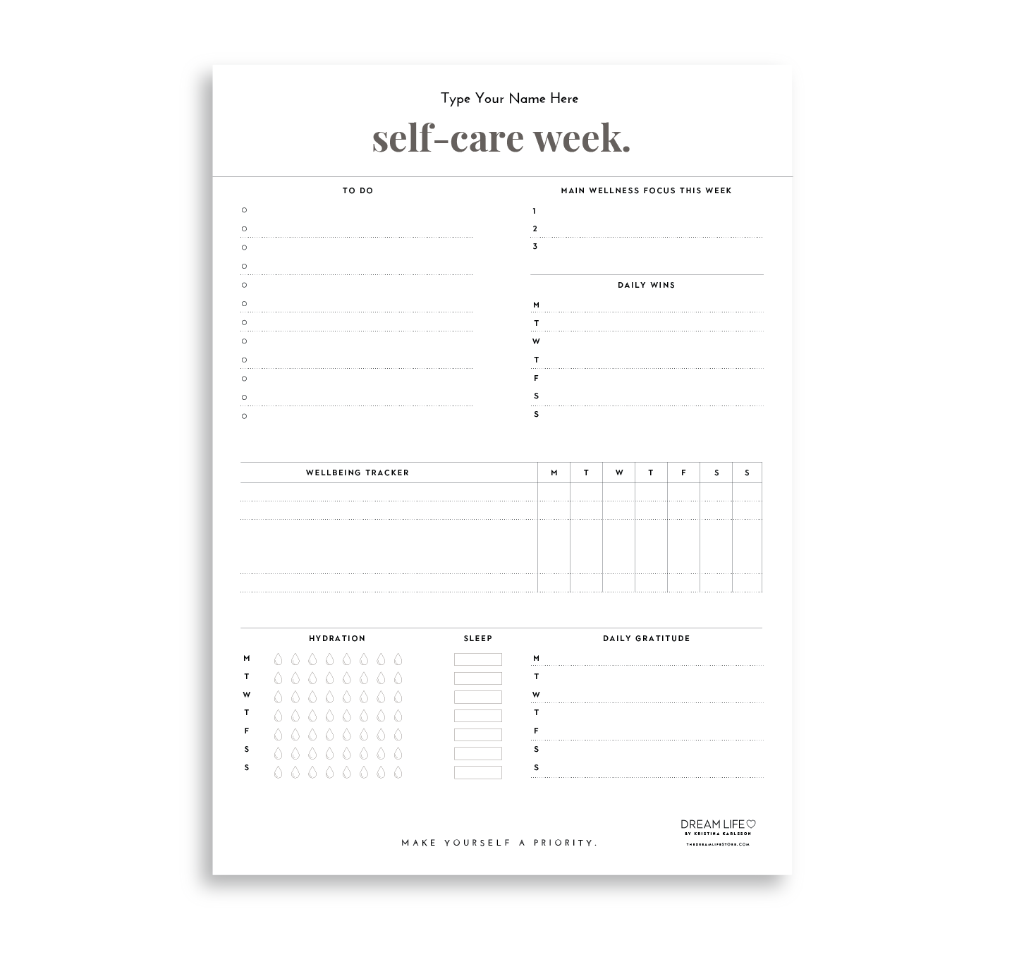 A4 Self-Care Notepad - Minimal – Dream Life