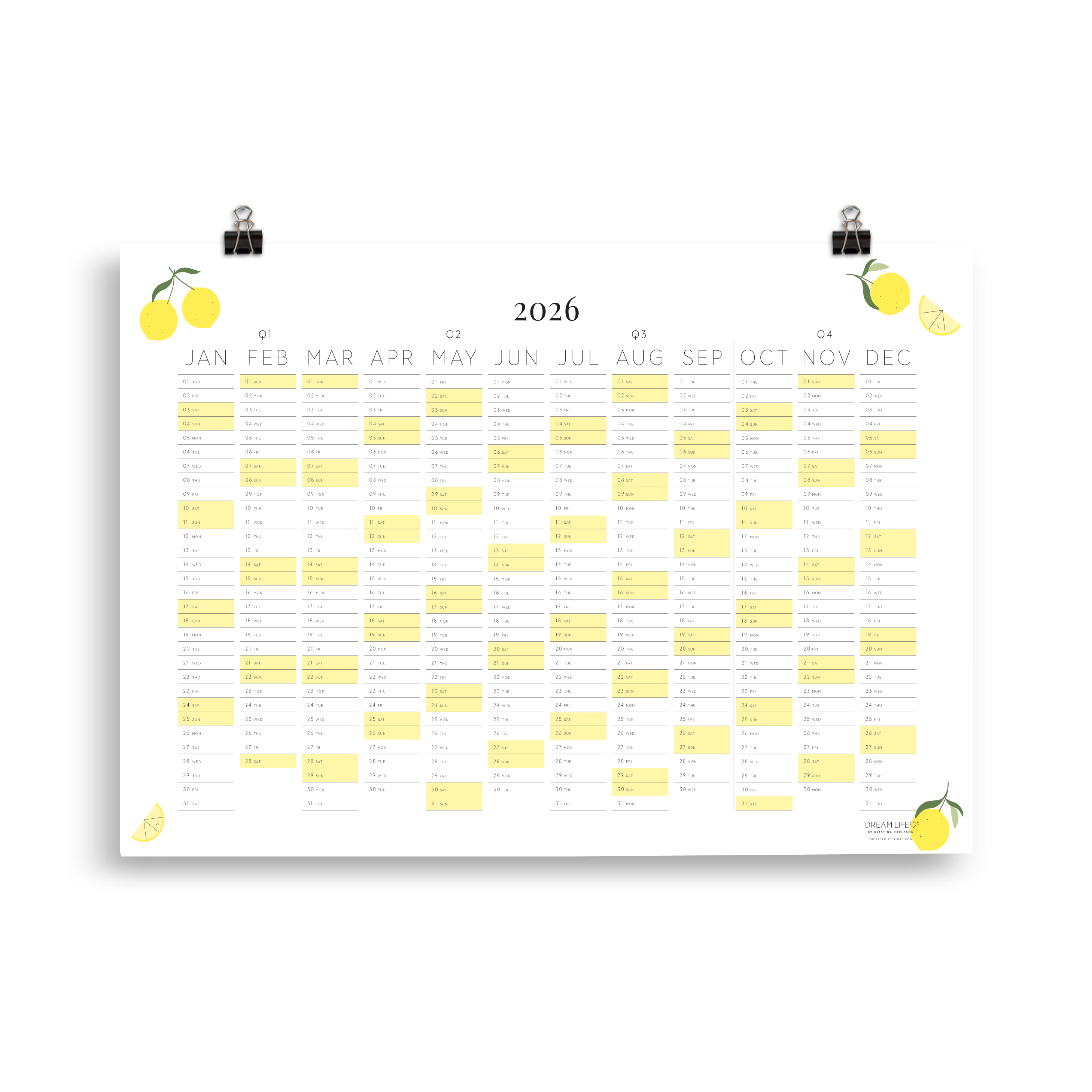 2026 Wall Calendar - Citrus – Dream Life