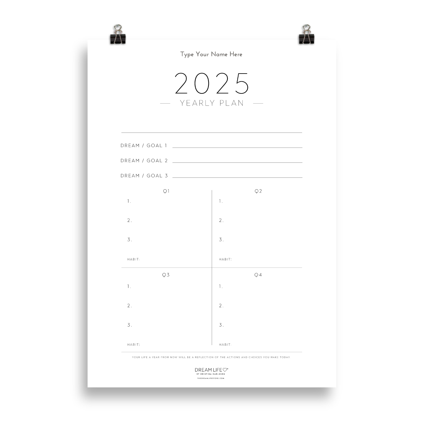 2025 Yearly Plan Top 3 Poster - 20X30 cm – Dream Life