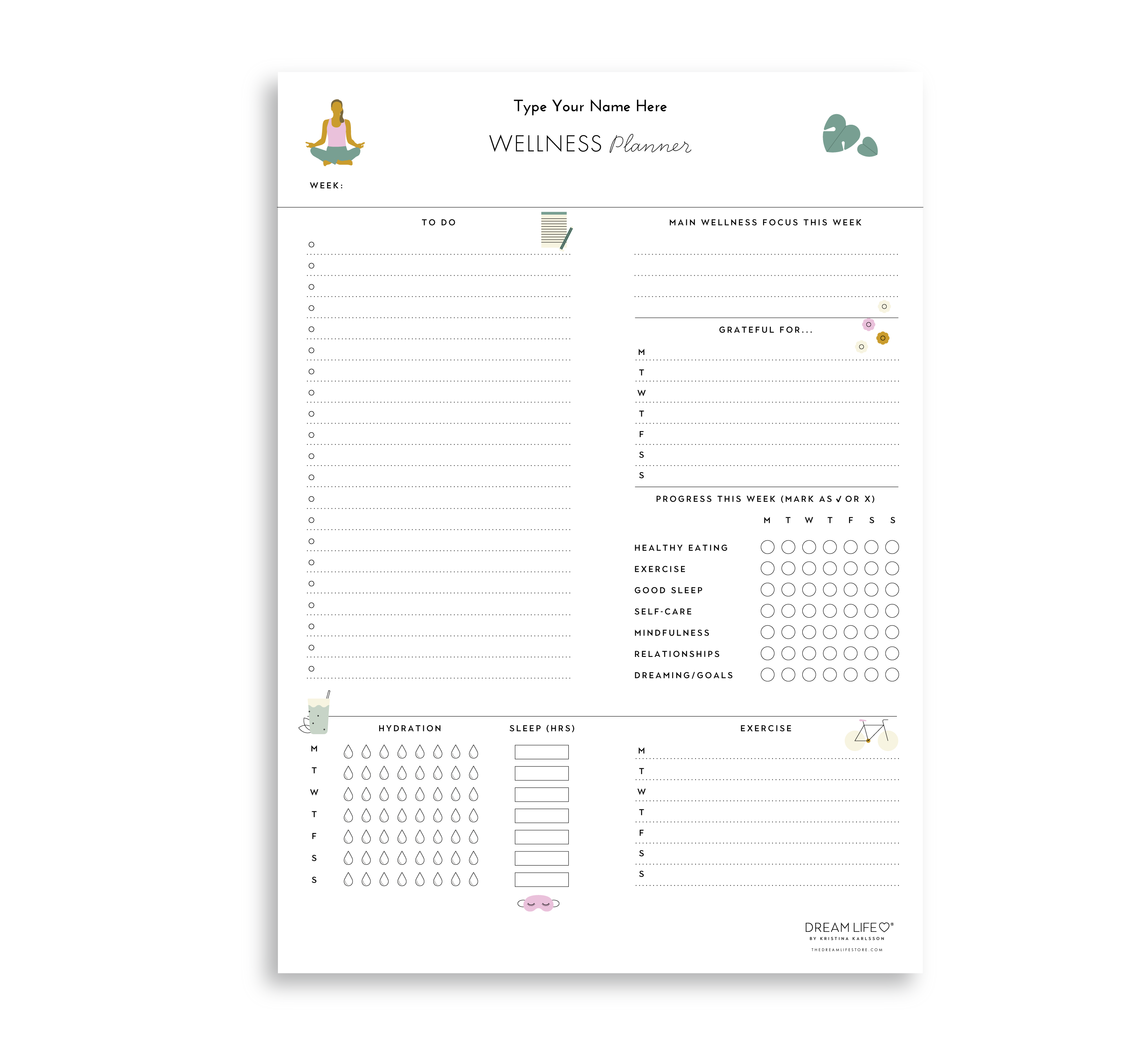 A4 Weekly Wellness Planner Notepad – Dream Life