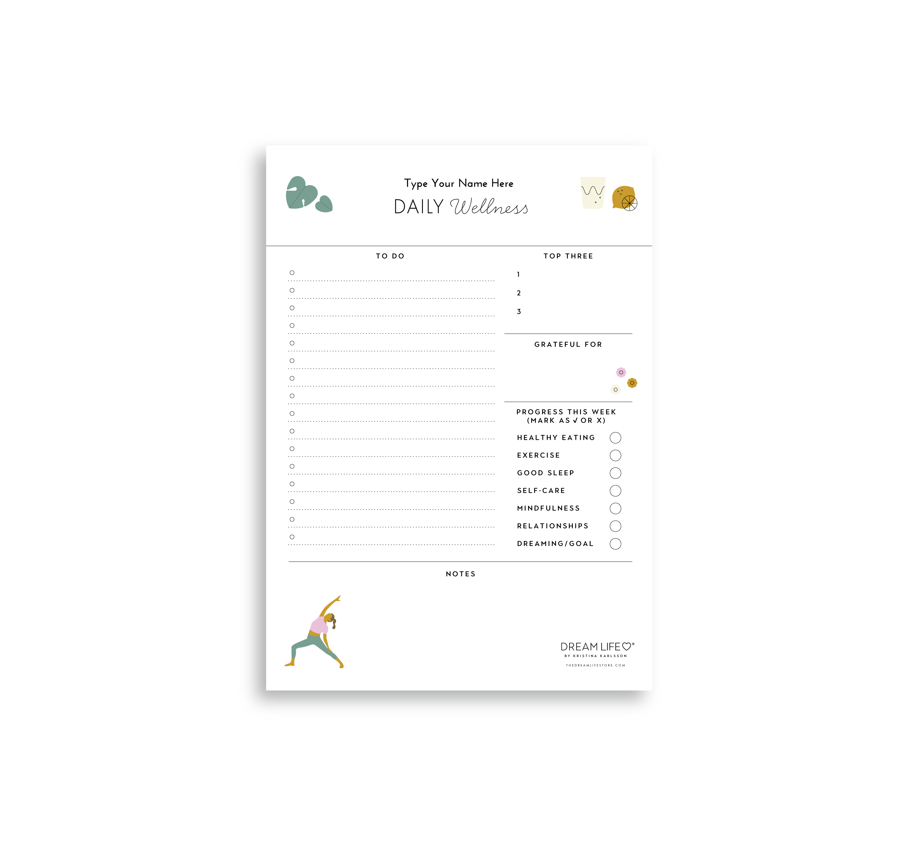 A5 Daily Wellness Notepad – Dream Life