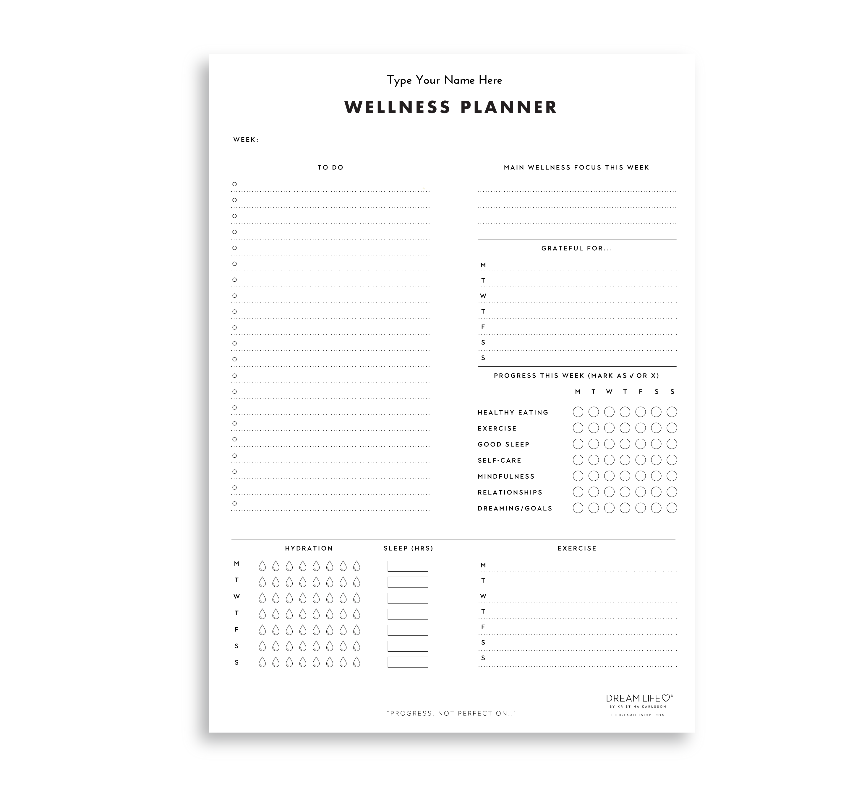 A4 Weekly Wellness Planner Notepad - Minimal – Dream Life