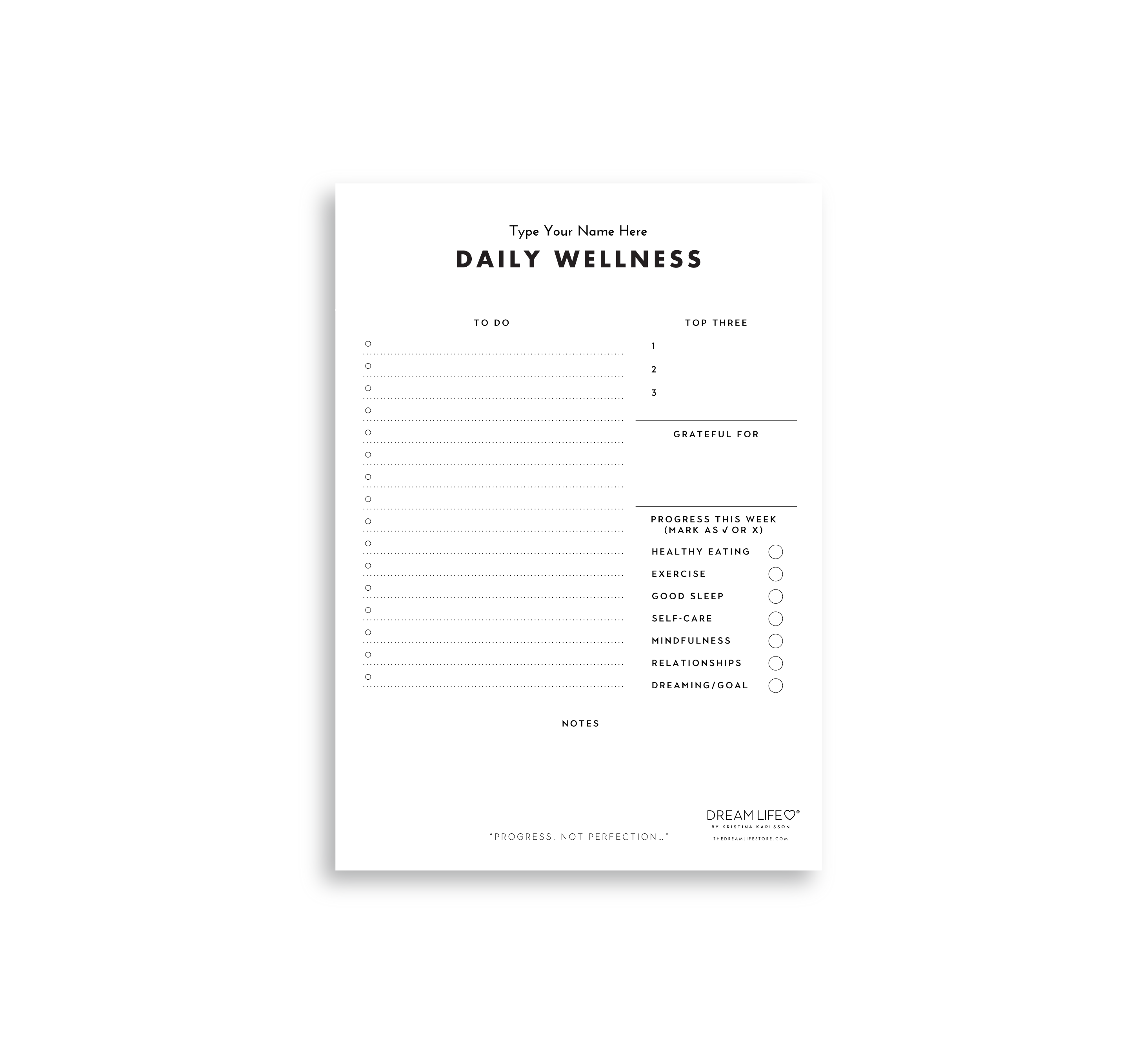 A5 Daily Wellness Notepad - Minimal – Dream Life