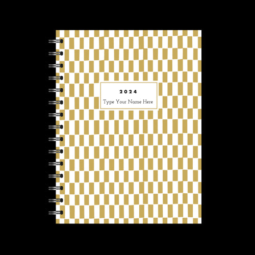 A5 2024 Spiral Vertical Weekly Diary - Pattern - Mustard – Dream Life