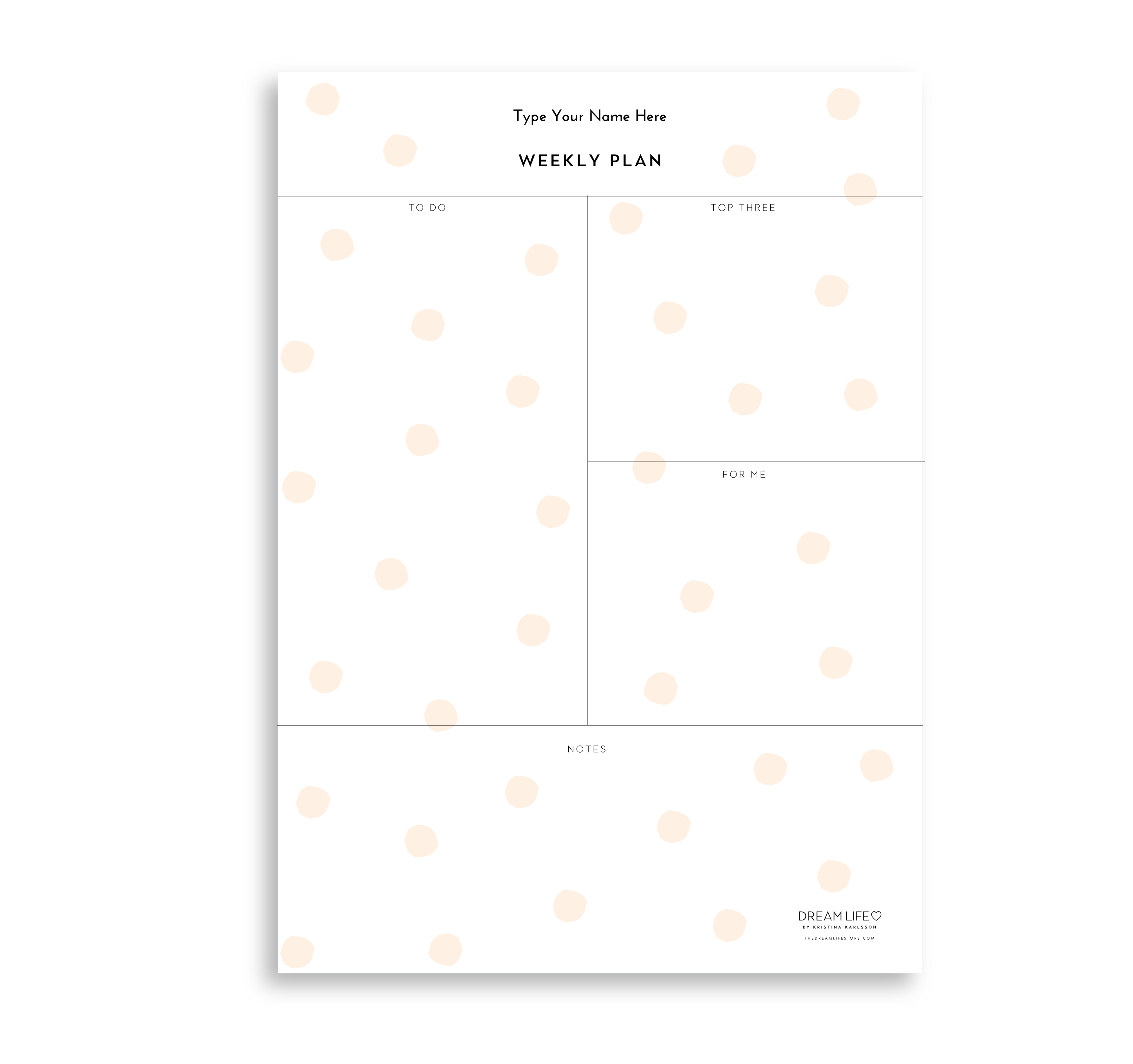 A4 Weekly Plan Notepad - Dots - Blush – Dream Life