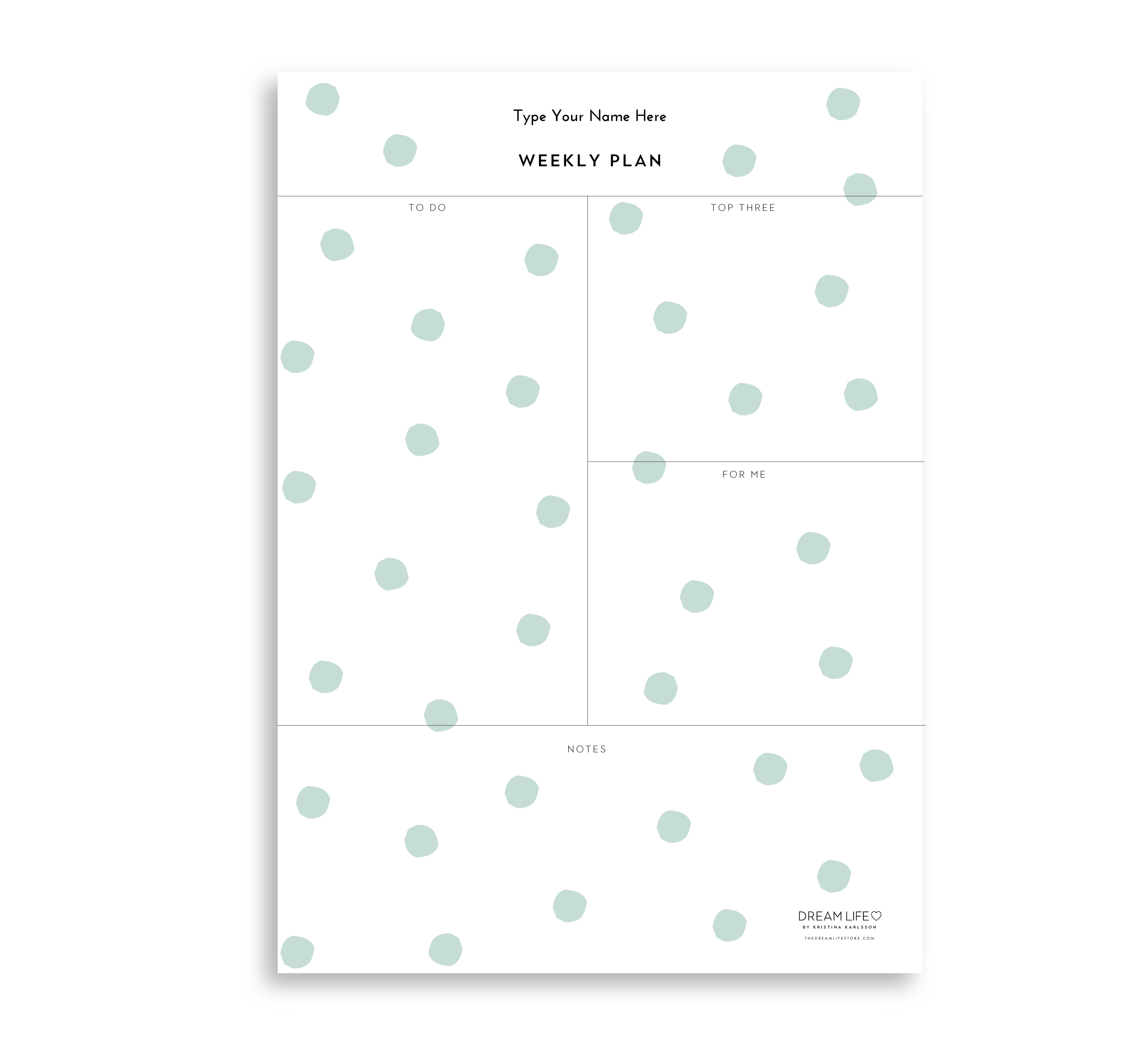 A4 Weekly Plan Notepad - Dots - Green – Dream Life