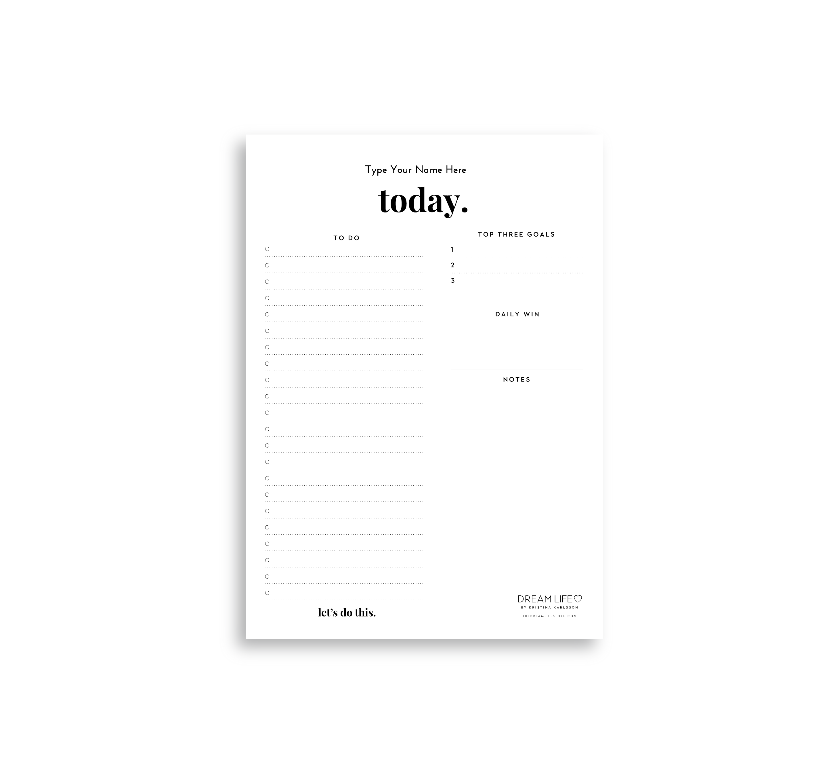 A5 Daily Goals Notepad - Black – Dream Life