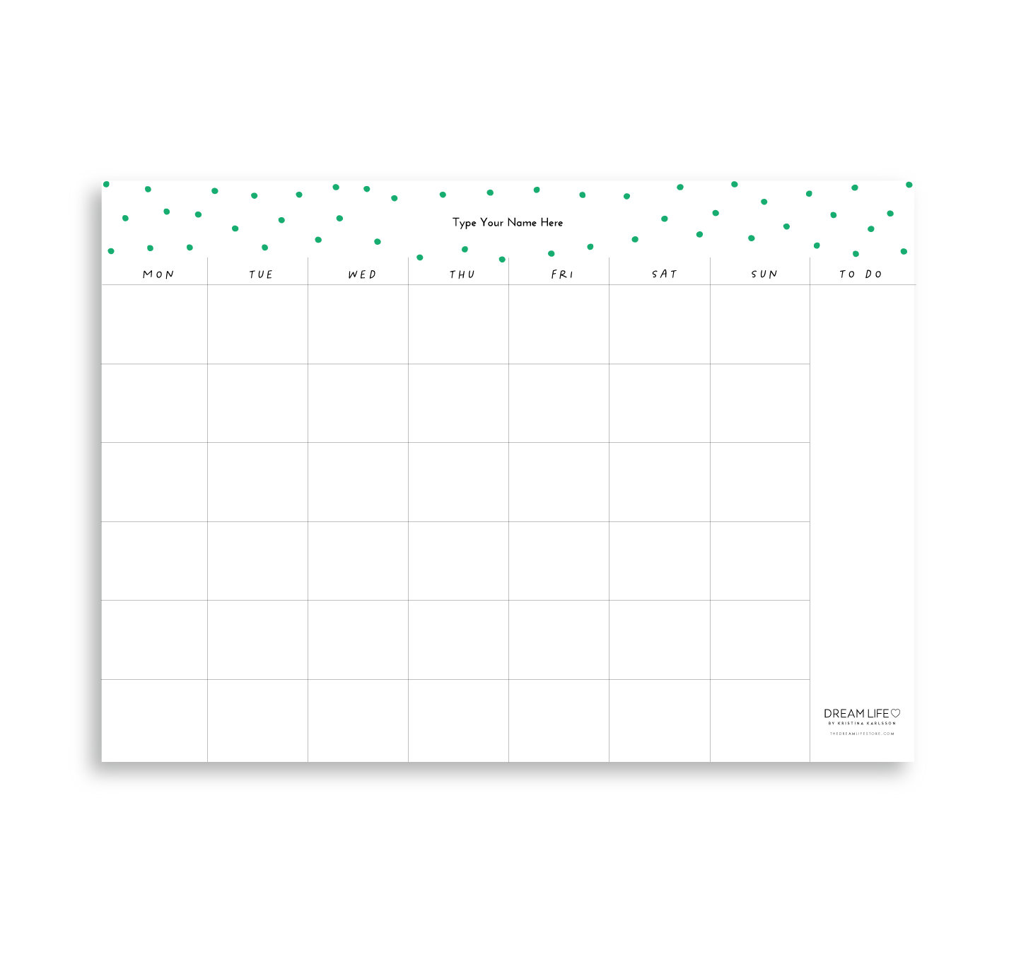 A4 Monthly Notepad - Dots - Green – Dream Life