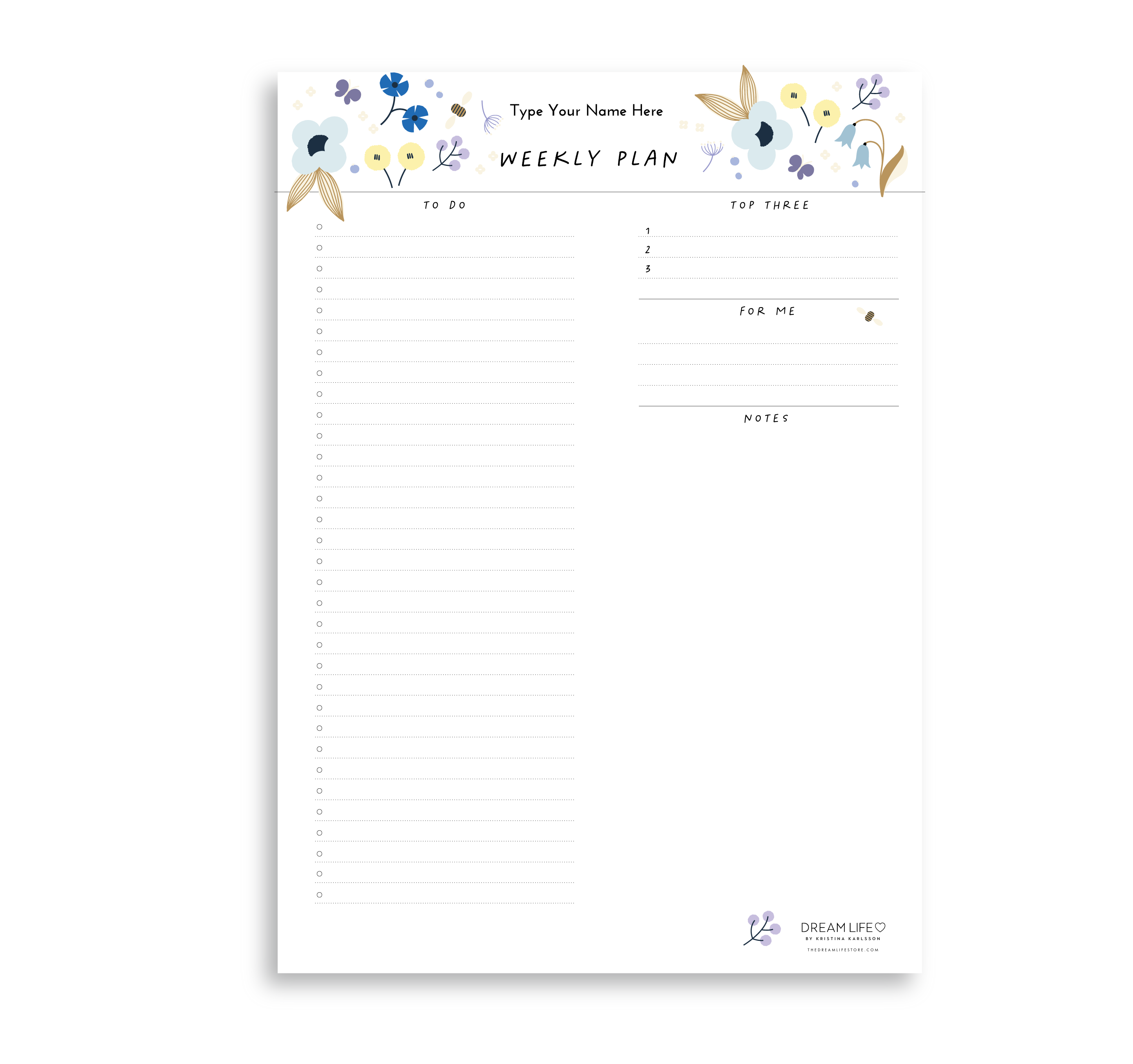 A4 Weekly Plan Notepad - Spring - Blue – Dream Life