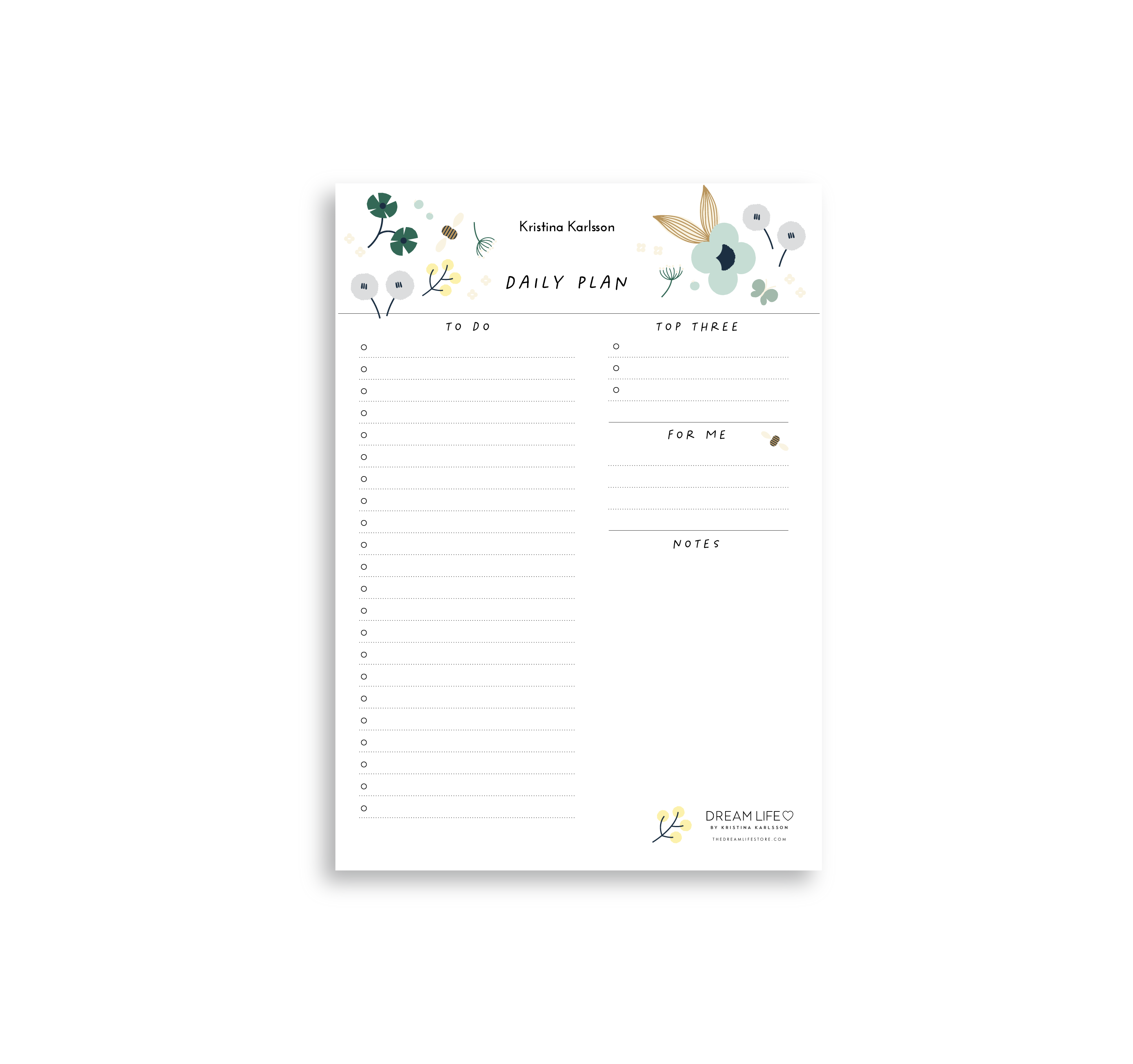 A5 Daily Plan Notepad - Spring - Green – Dream Life
