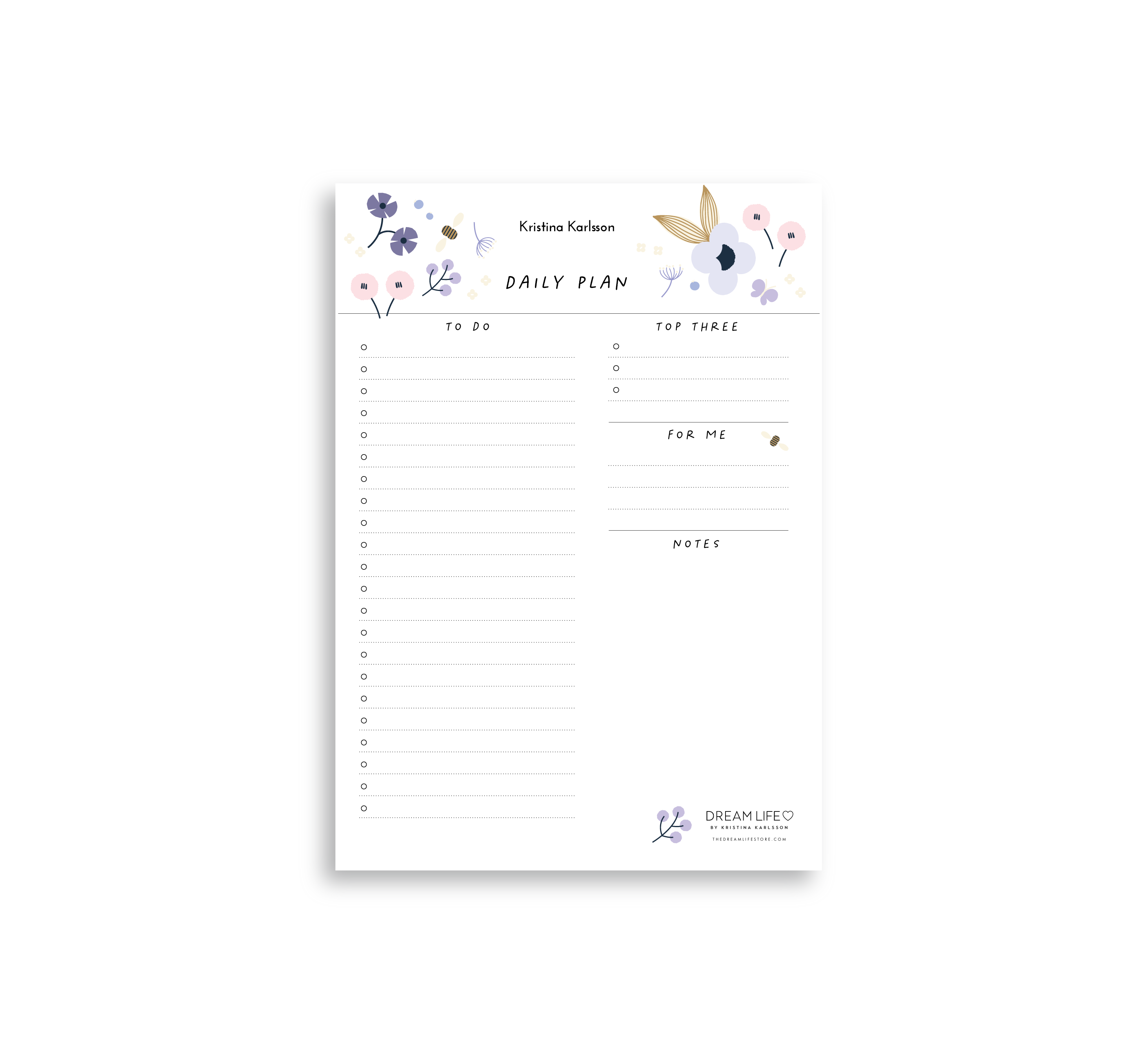 A5 Daily Plan Notepad - Spring - Lilac – Dream Life