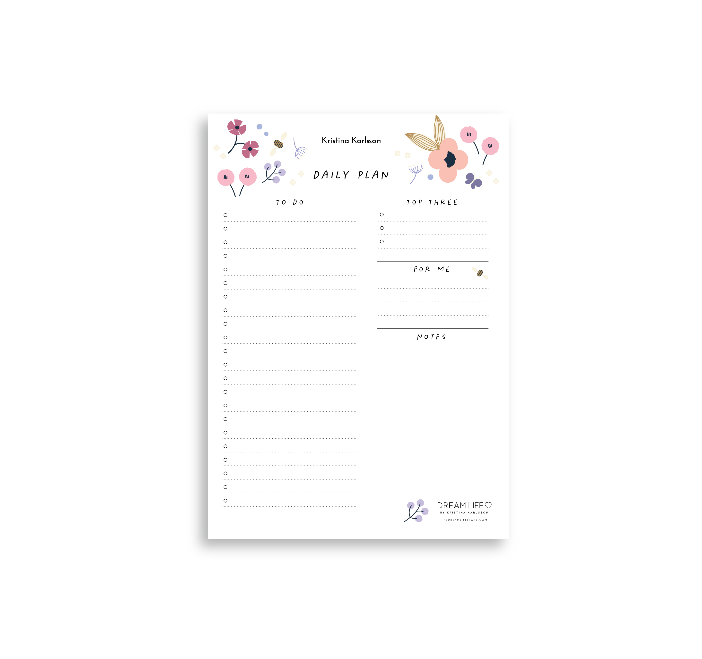 A5 Daily Plan Notepad - Spring - Pink – Dream Life