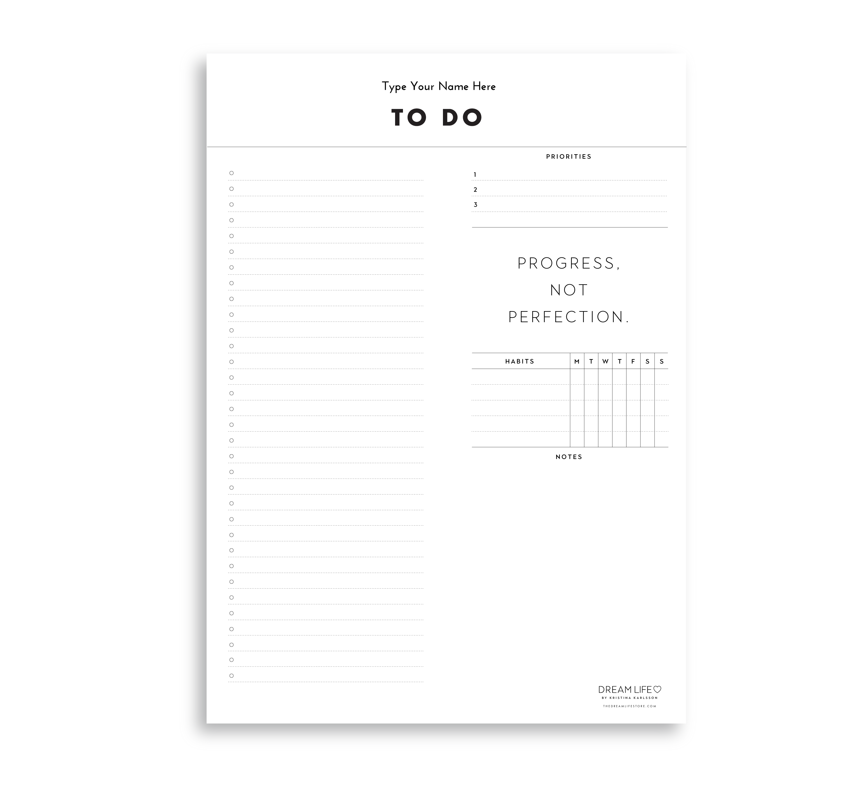 A4 To Do Notepad - Minimal – Dream Life