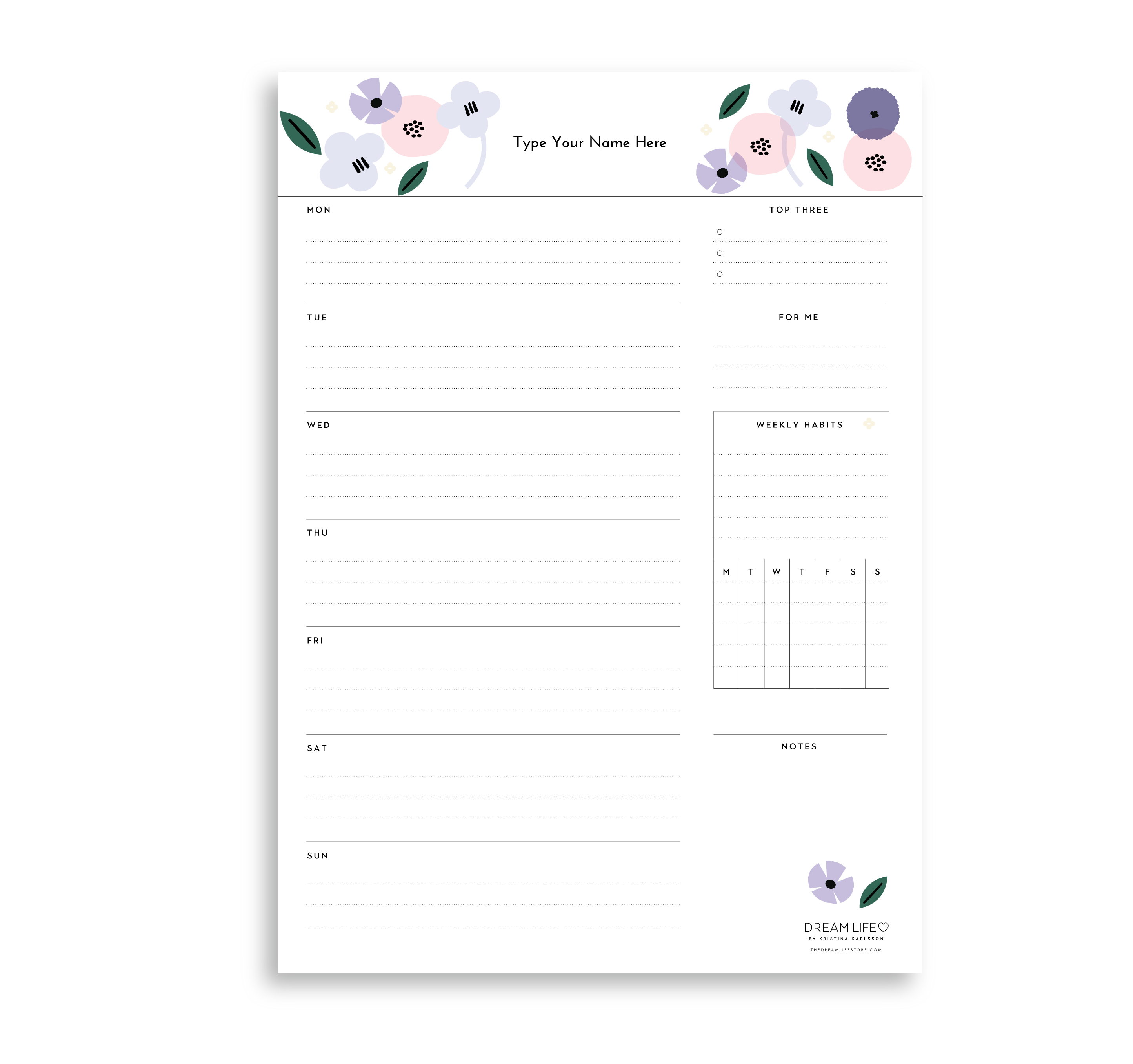 A4 Weekly Notepad - Summer - Lilac – Dream Life